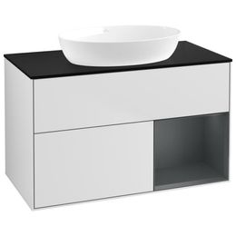 Villeroy & Boch Villeroy und Boch Finion Waschtischunterschrank GA22HGMT 100cm, Abdeckplatte black matt, Emotion, Regale Midnight matt lacquer, White matt lacquer