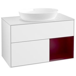 Villeroy & Boch Villeroy und Boch Finion Waschtischunterschrank GA21HBGF 100cm, Abdeckplatte white matt, Emotion, Regale Peony matt lacquer, Glossy white lacquer