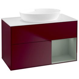 Villeroy & Boch Villeroy und Boch Finion Waschtischunterschrank GA21GMHB 100cm, Abdeckplatte white matt, Emotion, Regale Olive matt lacquer, Peony Matt