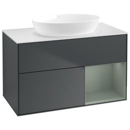 Villeroy & Boch Villeroy und Boch Finion Waschtischunterschrank GA21GMHG 100cm, Abdeckplatte white matt, Emotion, Regale Olive matt lacquer, Midnight Blue Matt Lacquer