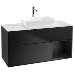 Villeroy & Boch Villeroy und Boch Finion Waschtischunterschrank G831PDPD 120cm, Abdeckplatte white matt, Emotion, Regale Black matt lacquer, Black matt lacquer