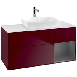 Villeroy & Boch Villeroy und Boch Finion Waschtischunterschrank F831GKHB 120cm, Abdeckplatte white matt, Regale Anthracite matt lacquer, Peony Matt