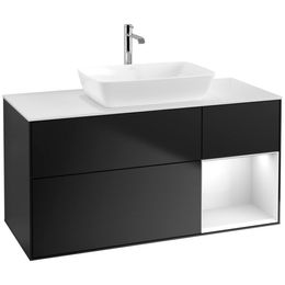 Villeroy & Boch Villeroy und Boch Finion Waschtischunterschrank F831GFPD 120cm, Abdeckplatte white matt, Regale Glossy white lacquer, Black matt lacquer