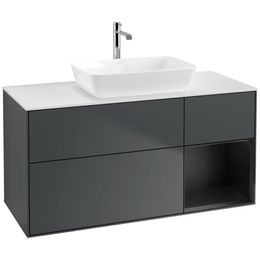 Villeroy & Boch Villeroy und Boch Finion Waschtischunterschrank F831PDHG 120cm, Abdeckplatte white matt, Regale Black matt lacquer, Midnight Blue Matt Lacquer