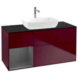 Villeroy & Boch Villeroy und Boch Finion Waschtischunterschrank G822GKHB 120cm, Abdeckplatte black matt, Emotion, Regale Anthracite matt lacquer, Peony Matt