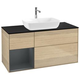 Villeroy & Boch Villeroy und Boch Finion Waschtischunterschrank G822HGPC 120cm, Abdeckplatte black matt, Emotion, Regale Midnight matt lacquer, Oak Veneer