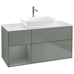Villeroy & Boch Villeroy und Boch Finion Waschtischunterschrank G821GMGM 120cm, Abdeckplatte white matt, Emotion, Regale Olive matt lacquer, Olive Matt Lacquer