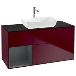 Villeroy & Boch Villeroy und Boch Finion Waschtischunterschrank G822HGHB 120cm, Abdeckplatte black matt, Emotion, Regale Midnight matt lacquer, Peony Matt