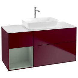 Villeroy & Boch Villeroy und Boch Finion Waschtischunterschrank G821GMHB 120cm, Abdeckplatte white matt, Emotion, Regale Olive matt lacquer, Peony Matt