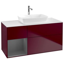 Villeroy & Boch Villeroy und Boch Finion Waschtischunterschrank G821GKHB 120cm, Abdeckplatte white matt, Emotion, Regale Anthracite matt lacquer, Peony Matt