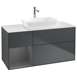 Villeroy & Boch Villeroy und Boch Finion Waschtischunterschrank G821GKHG 120cm, Abdeckplatte white matt, Emotion, Regale Anthracite matt lacquer, Midnight Blue Matt Lacquer