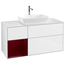 Villeroy & Boch Villeroy und Boch Finion Waschtischunterschrank G821HBGF 120cm, Abdeckplatte white matt, Emotion, Regale Peony matt lacquer, Glossy white lacquer