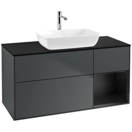 Villeroy & Boch Villeroy und Boch Finion Waschtischunterschrank F832PDHG 120cm, Abdeckplatte black matt, Regale Black matt lacquer, Midnight Blue Matt Lacquer