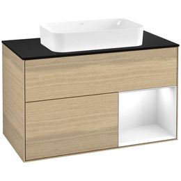 Villeroy & Boch Villeroy und Boch Finion Waschtischunterschrank G662GFPC 100x60,3x50,1cm, Regal rechts Glossy white lacquer, Oak Veneer
