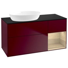 Villeroy & Boch Villeroy und Boch Finion Waschtischunterschrank GA52PCHB 120cm, Abdeckplatte black matt, Emotion, Regale Oak Veneer, Peony Matt
