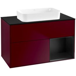 Villeroy & Boch Villeroy und Boch Finion Waschtischunterschrank G662PDHB 100x60,3x50,1cm, Regal rechts Black matt lacquer, Peony Matt