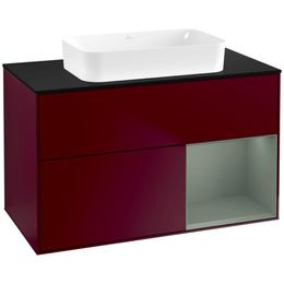 Villeroy & Boch Villeroy und Boch Finion Waschtischunterschrank G662GMHB 100x60,3x50,1cm, Regal rechts Olive Matt Lacquer, Peony Matt