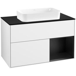 Villeroy & Boch Villeroy und Boch Finion Waschtischunterschrank G662PDGF 100x60,3x50,1cm, Regal rechts Black matt lacquer, Glossy white lacquer