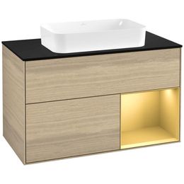 Villeroy & Boch Villeroy und Boch Finion Waschtischunterschrank G662HFPC 100x60,3x50,1cm, Regal rechts Gold matt, Oak Veneer