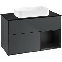 Villeroy & Boch Villeroy und Boch Finion Waschtischunterschrank G662PDHG 100x60,3x50,1cm, Regal rechts Black matt lacquer, Midnight Blue Matt Lacquer