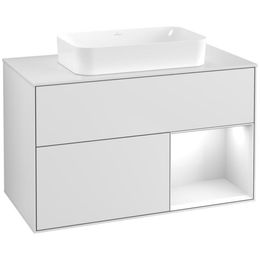 Villeroy & Boch Villeroy und Boch Finion Waschtischunterschrank G661GFMT 100x60,3x50,1cm, Regal rechts Glossy white lacquer, White matt lacquer