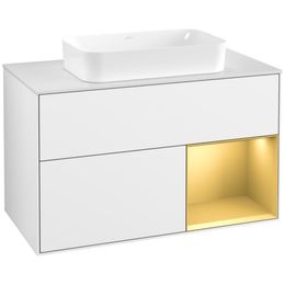 Villeroy & Boch Villeroy und Boch Finion Waschtischunterschrank G661HFGF 100x60,3x50,1cm, Regal rechts Gold matt, Glossy white lacquer