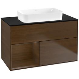 Villeroy & Boch Villeroy und Boch Finion Waschtischunterschrank G652GNGN 100x60,3x50,1cm, Regal links Walnut veneer, Walnut veneer