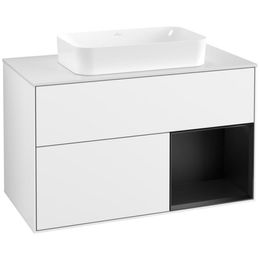 Villeroy & Boch Villeroy und Boch Finion Waschtischunterschrank G661PDGF 100x60,3x50,1cm, Regal rechts Black matt lacquer, Glossy white lacquer
