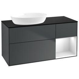 Villeroy & Boch Villeroy und Boch Finion Waschtischunterschrank GA52MTHG 120cm, Abdeckplatte black matt, Emotion, Regale White matt lacquer, Midnight Blue Matt Lacquer