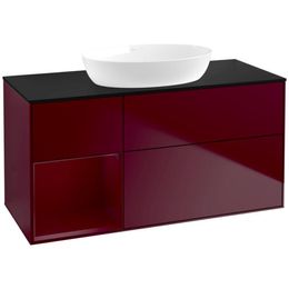 Villeroy & Boch Villeroy und Boch Finion Waschtischunterschrank FA62HBHB 120cm, Abdeckplatte black matt, Regale Peony matt lacquer, Peony Matt