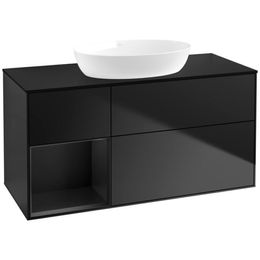 Villeroy & Boch Villeroy und Boch Finion Waschtischunterschrank FA62PDPD 120cm, Abdeckplatte black matt, Regale Black matt lacquer, Black matt lacquer