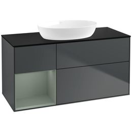 Villeroy & Boch Villeroy und Boch Finion Waschtischunterschrank FA62GMHG 120cm, Abdeckplatte black matt, Regale Olive matt lacquer, Midnight Blue Matt Lacquer