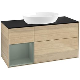 Villeroy & Boch Villeroy und Boch Finion Waschtischunterschrank FA62GMPC 120cm, Abdeckplatte black matt, Regale Olive matt lacquer, Oak Veneer