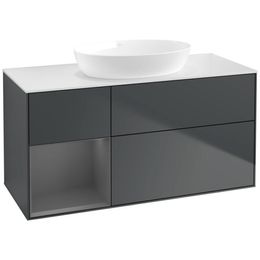 Villeroy & Boch Villeroy und Boch Finion Waschtischunterschrank FA61GKHG 120cm, Abdeckplatte white matt, Regale Anthracite matt lacquer, Midnight Blue Matt Lacquer