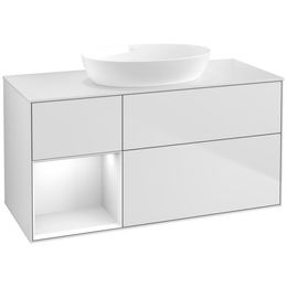Villeroy & Boch Villeroy und Boch Finion Waschtischunterschrank FA61GFMT 120cm, Abdeckplatte white matt, Regale Glossy white lacquer, White matt lacquer