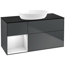 Villeroy & Boch Villeroy und Boch Finion Waschtischunterschrank FA62MTHG 120cm, Abdeckplatte black matt, Regale White matt lacquer, Midnight Blue Matt Lacquer