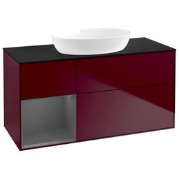 Villeroy & Boch Villeroy und Boch Finion Waschtischunterschrank GA62GKHB 120cm, Abdeckplatte black matt, Emotion, Regale Anthracite matt lacquer, Peony Matt