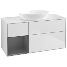 Villeroy & Boch Villeroy und Boch Finion Waschtischunterschrank FA61GKMT 120cm, Abdeckplatte white matt, Regale Anthracite matt lacquer, White matt lacquer