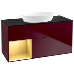 Villeroy & Boch Villeroy und Boch Finion Waschtischunterschrank GA62HFHB 120cm, Abdeckplatte black matt, Emotion, Regale Gold matt lacquer, Peony Matt