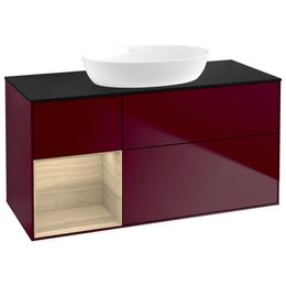 Villeroy & Boch Villeroy und Boch Finion Waschtischunterschrank GA62PCHB 120cm, Abdeckplatte black matt, Emotion, Regale Oak Veneer, Peony Matt