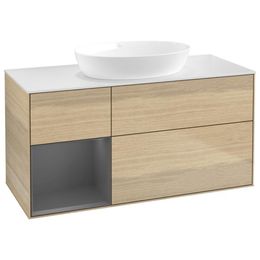 Villeroy & Boch Villeroy und Boch Finion Waschtischunterschrank GA61GKPC 120cm, Abdeckplatte white matt, Emotion, Regale Anthracite matt lacquer, Oak Veneer