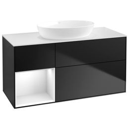 Villeroy & Boch Villeroy und Boch Finion Waschtischunterschrank GA61GFPD 120cm, Abdeckplatte white matt, Emotion, Regale Glossy white lacquer, Black matt lacquer