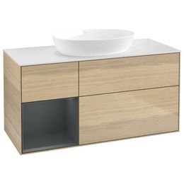 Villeroy & Boch Villeroy und Boch Finion Waschtischunterschrank GA61HGPC 120cm, Abdeckplatte white matt, Emotion, Regale Midnight matt lacquer, Oak Veneer