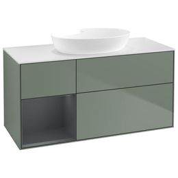 Villeroy & Boch Villeroy und Boch Finion Waschtischunterschrank GA61HGGM 120cm, Abdeckplatte white matt, Emotion, Regale Midnight matt lacquer, Olive Matt Lacquer
