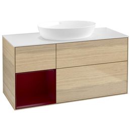 Villeroy & Boch Villeroy und Boch Finion Waschtischunterschrank GA61HBPC 120cm, Abdeckplatte white matt, Emotion, Regale Peony matt lacquer, Oak Veneer