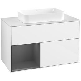 Villeroy & Boch Villeroy und Boch Finion Waschtischunterschrank G651GKGF 100x60,3x50,1cm, Regal links Anthracite matt, Glossy white lacquer