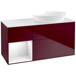 Villeroy & Boch Villeroy und Boch Finion Waschtischunterschrank FA41GFHB 120cm, Abdeckplatte white matt, Regale Glossy white lacquer, Peony Matt