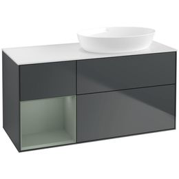 Villeroy & Boch Villeroy und Boch Finion Waschtischunterschrank FA41GMHG 120cm, Abdeckplatte white matt, Regale Olive matt lacquer, Midnight Blue Matt Lacquer