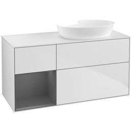 Villeroy & Boch Villeroy und Boch Finion Waschtischunterschrank FA41GKMT 120cm, Abdeckplatte white matt, Regale Anthracite matt lacquer, White matt lacquer