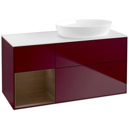 Villeroy & Boch Villeroy und Boch Finion Waschtischunterschrank FA41GNHB 120cm, Abdeckplatte white matt, Regale Walnut Veneer, Peony Matt